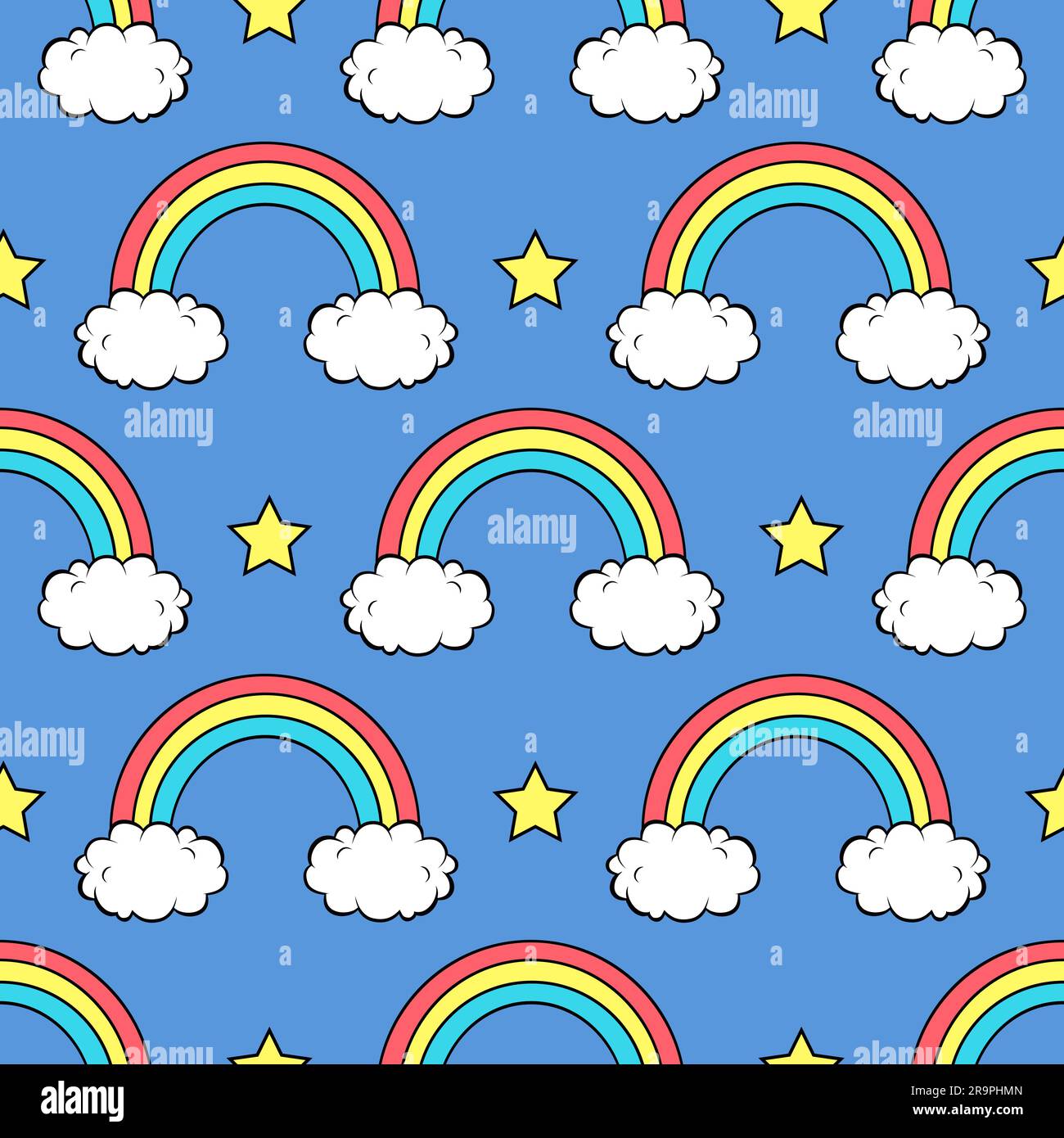 Seamless cute rainbow pattern sky with rainbows and clouds hi-res stock photography and images ...