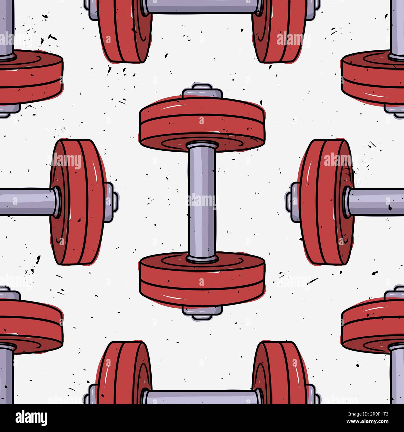 Vector colorful grunge seamless pattern with dumbbells. Fitness background Stock Vector Image ...