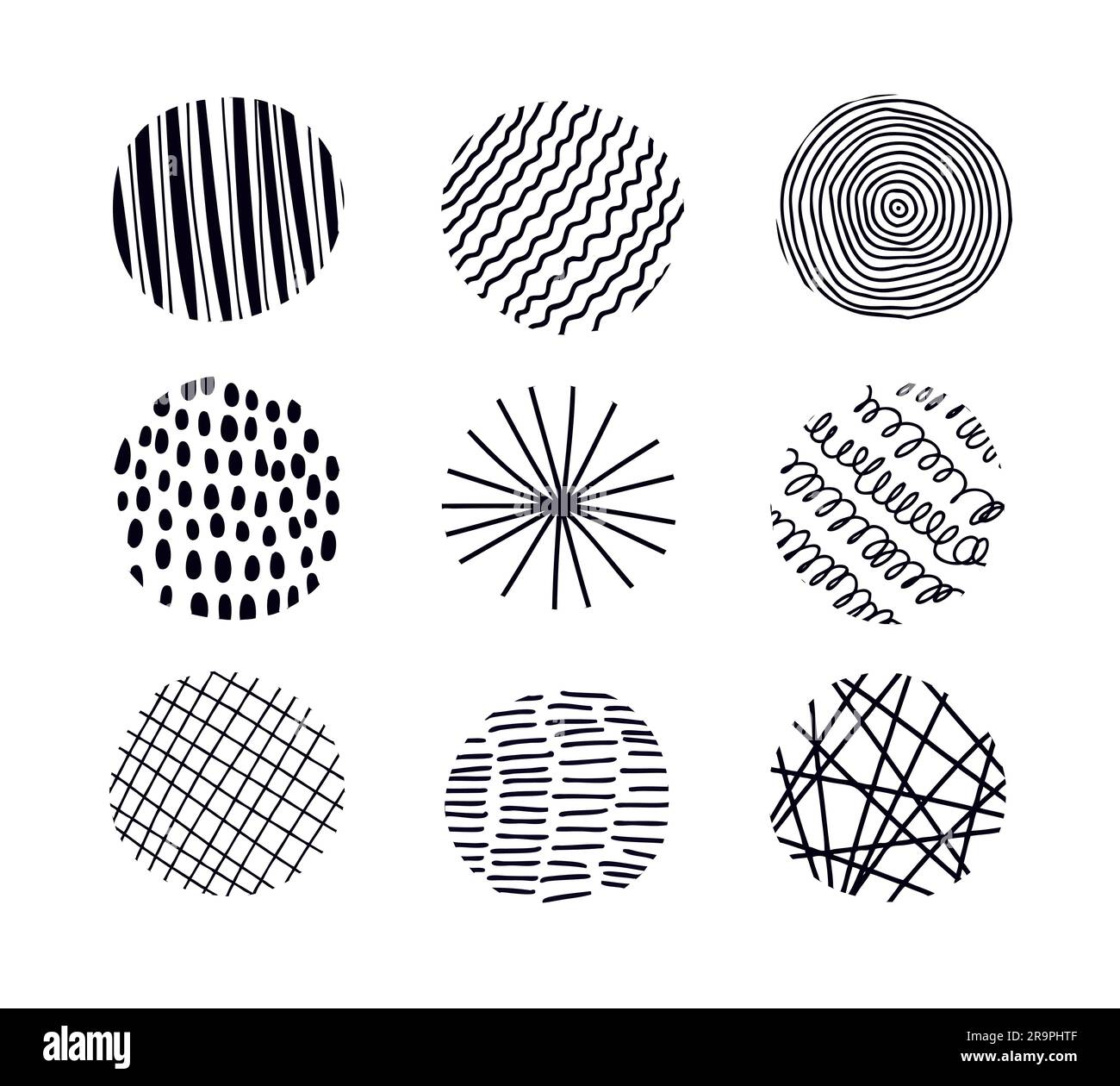 Vector set with round textured elements for posters, prints, Social ...