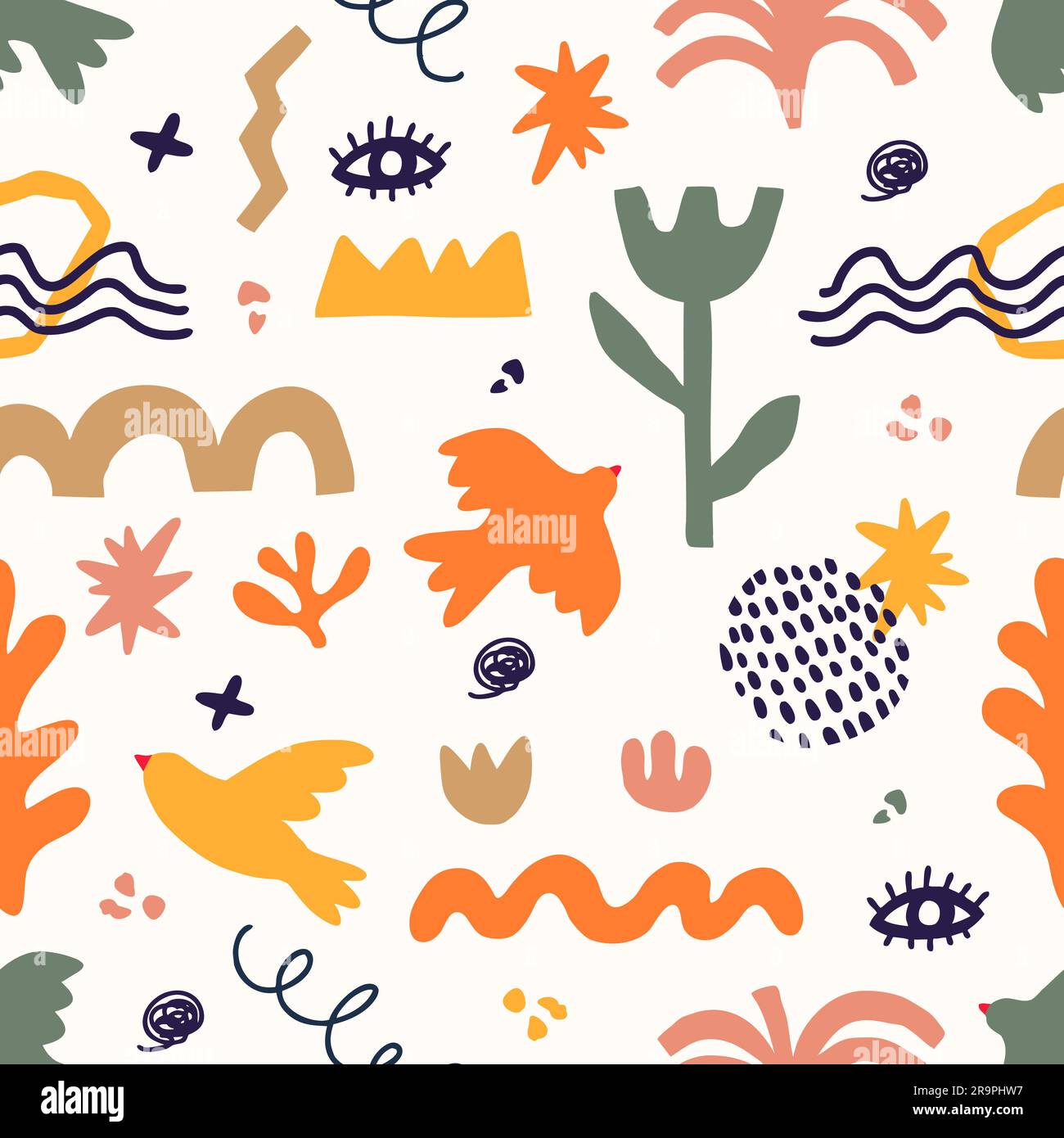 Vector seamless pattern with abstract geometric shapes in aesthetic ...