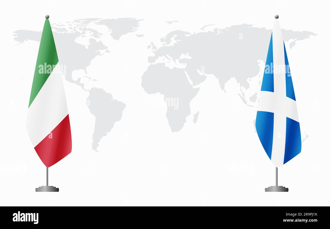 Italy and Scotland flags for official meeting against background of ...