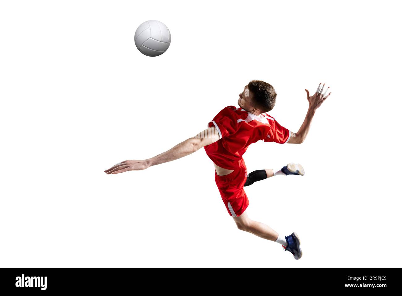 Champion. Young athletic man, professional volleyball player in motion ...