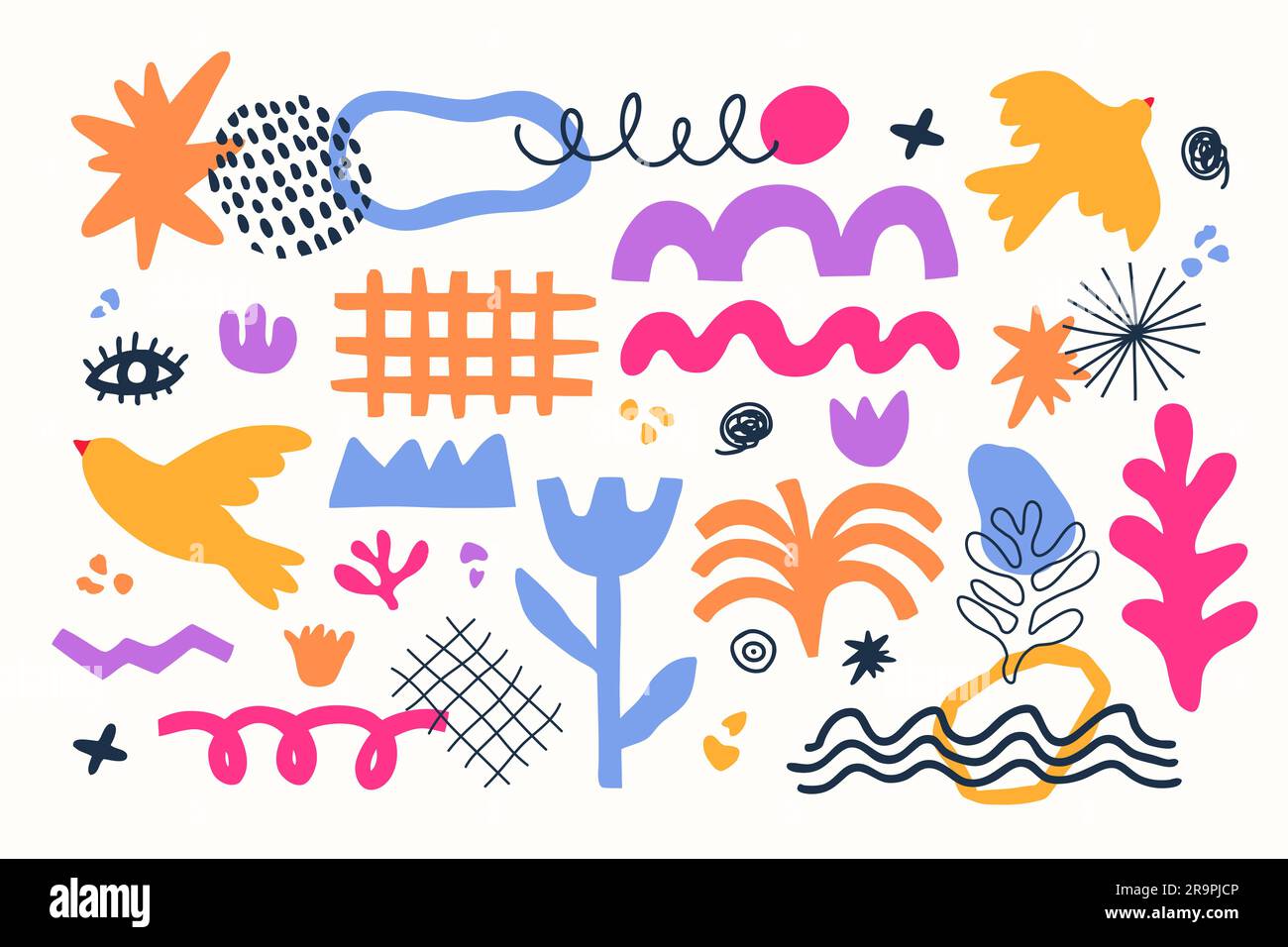 Vector set of modern abstract geometric shapes in aesthetic Matisse art ...