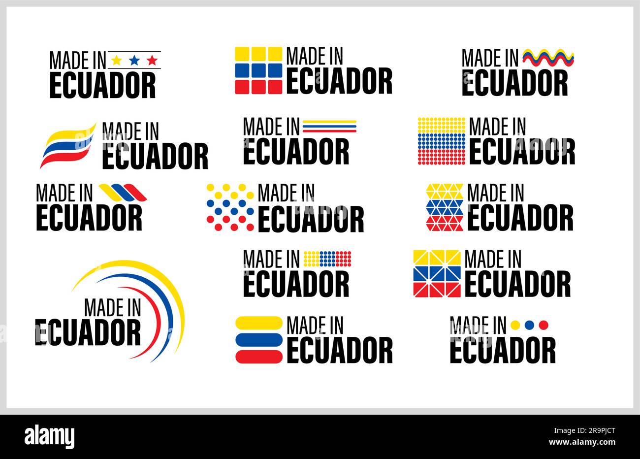 Made in Ecuador graphic and label set. Element of impact for the use ...