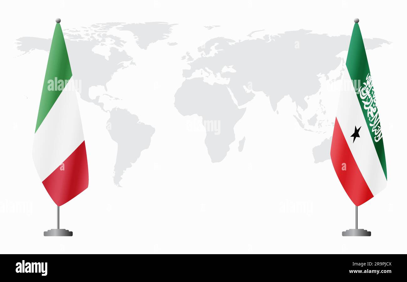 Italy and Somaliland flags for official meeting against background of ...