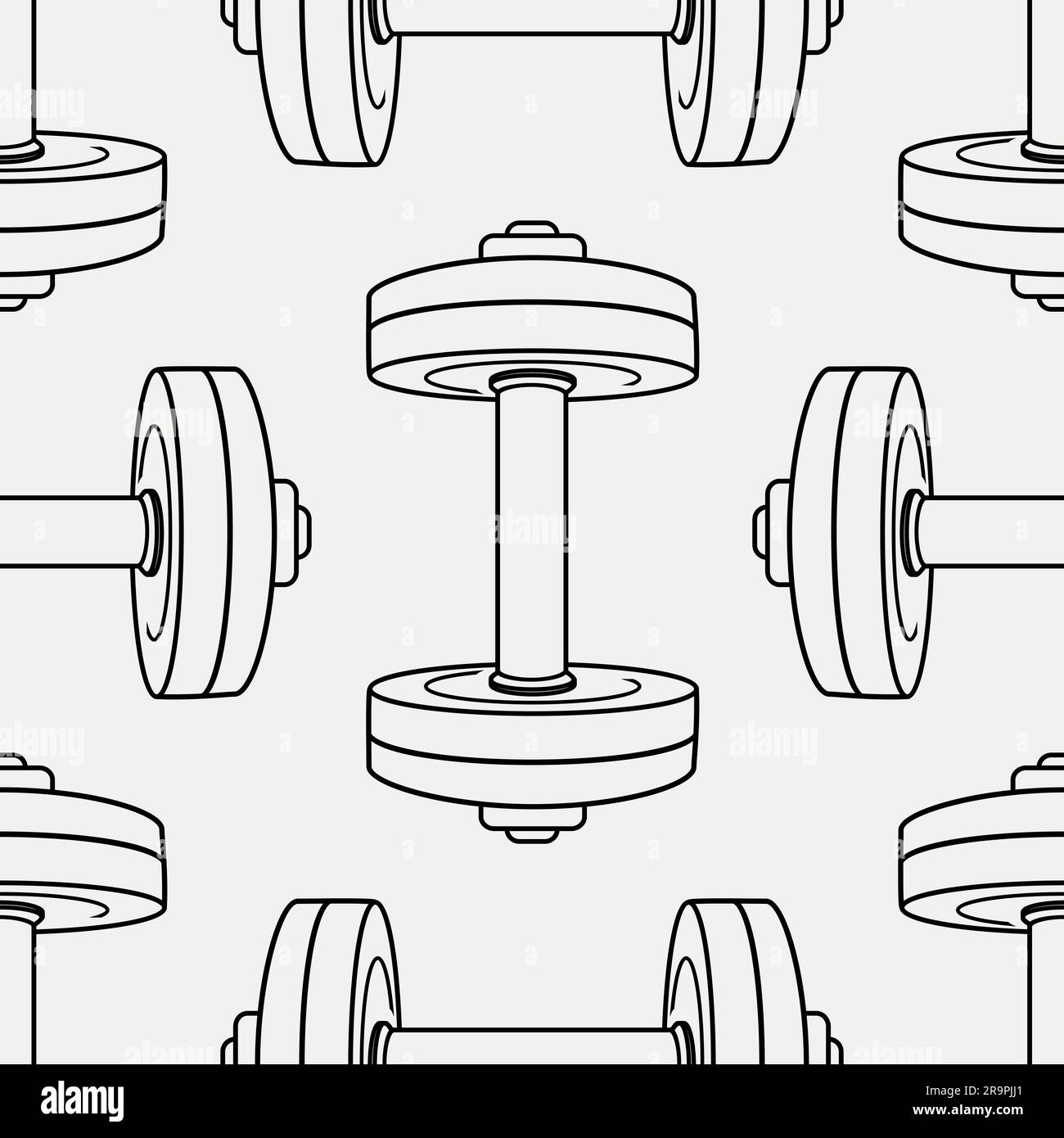 Vector monochrome seamless pattern with dumbbells. Fitness background Stock Vector Image & Art ...