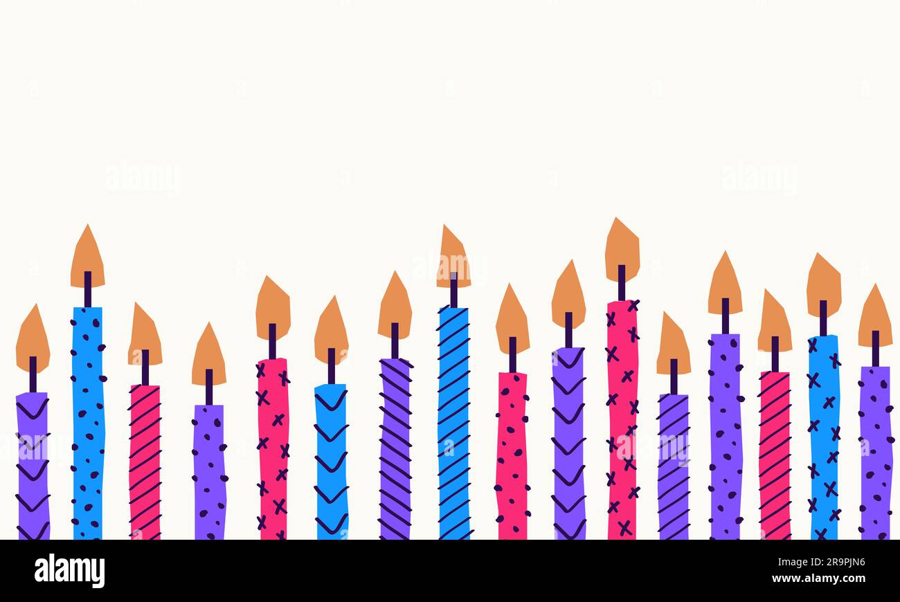 Vector background of birthday cake candles with lines and dots ornament ...