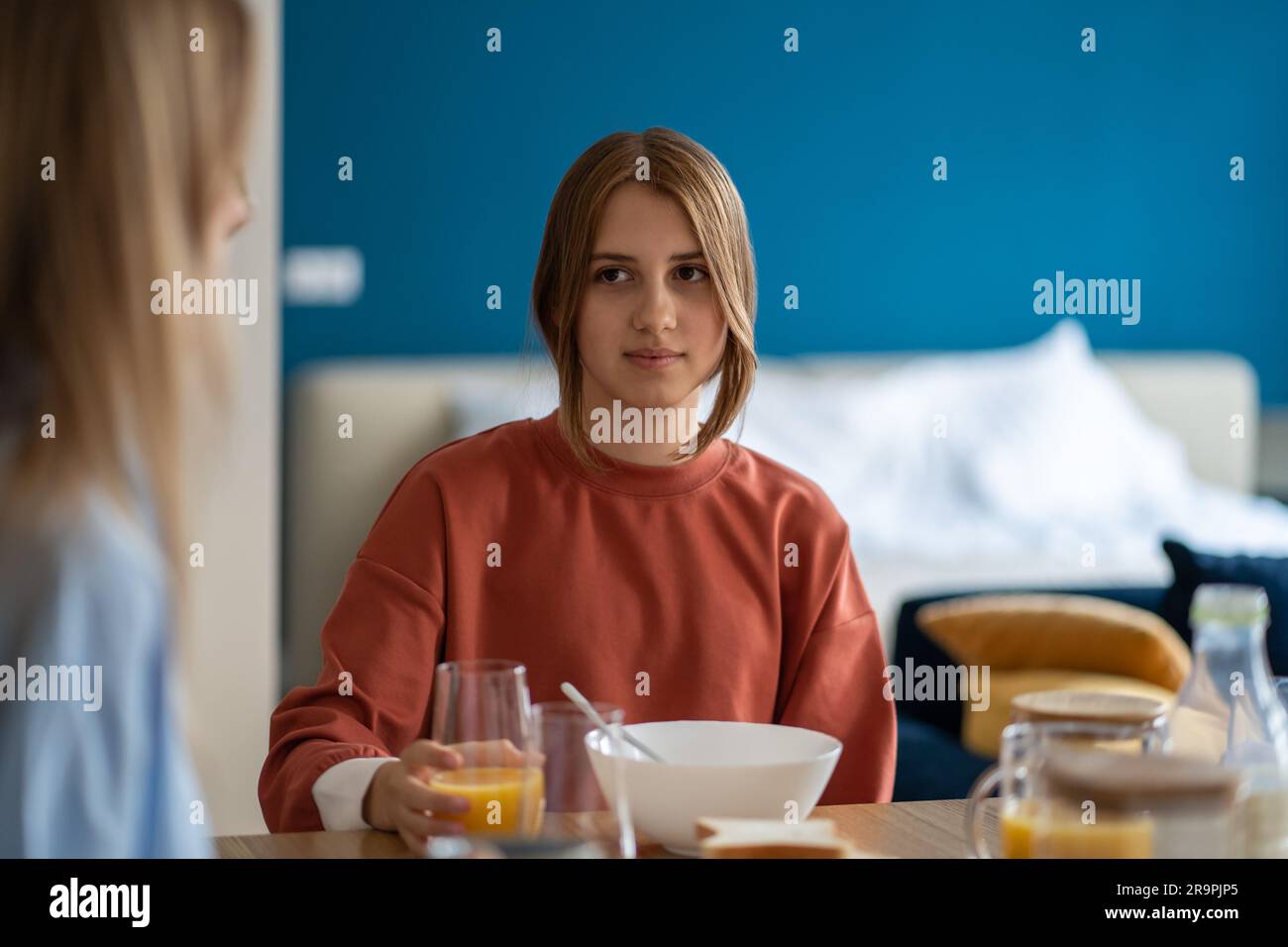 Mother Eats Breakfast And Talks Daughter About School Share Secrets