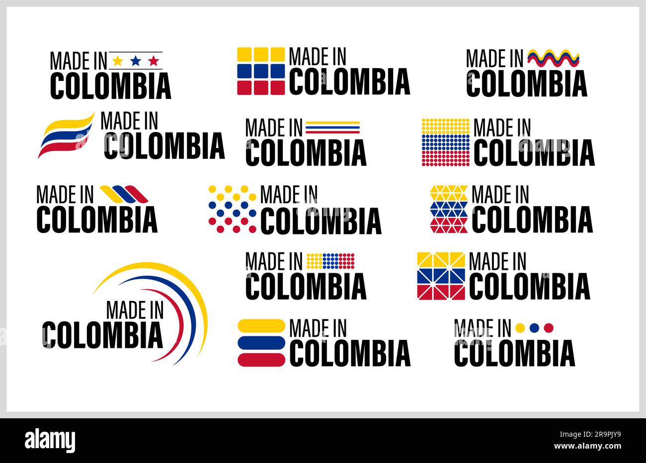 Made in Colombia graphic and label set. Element of impact for the use ...
