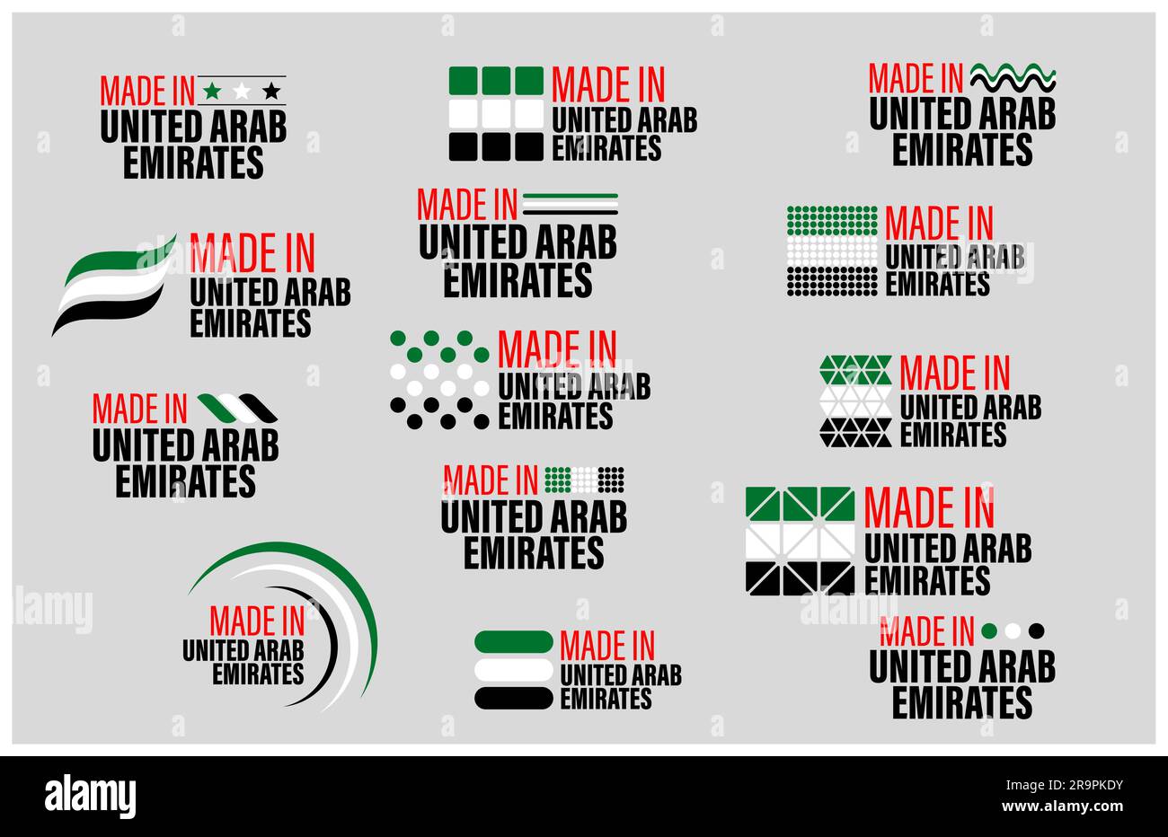 Made in UAE graphic and label set. Element of impact for the use you ...