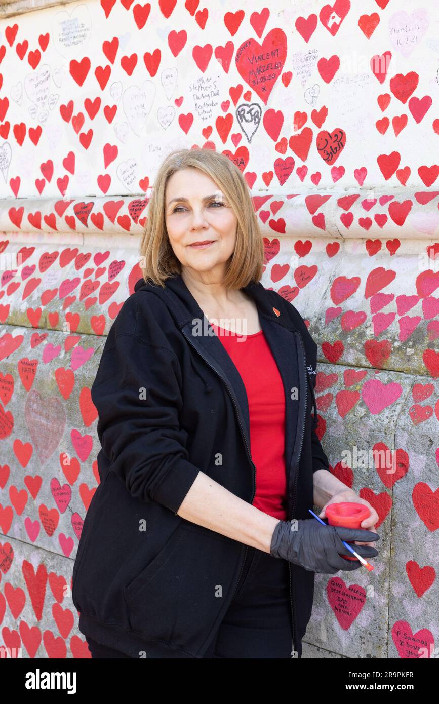 Lorelei King, photographed at the COVID Memorial Wall along the Thames ...