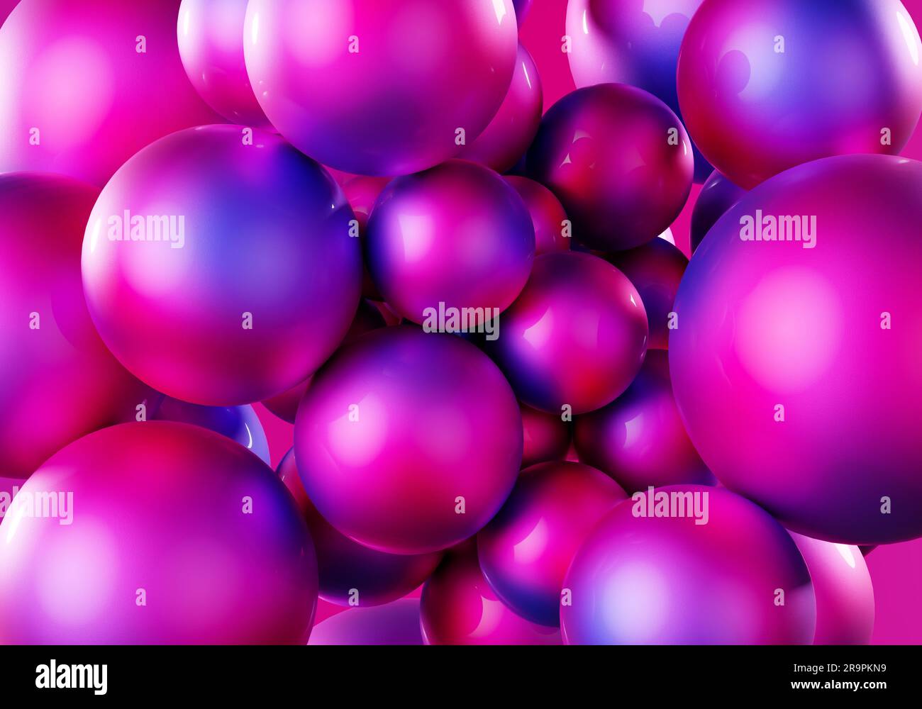 Abstract blue and pink neon balls on pink background Stock Photo - Alamy