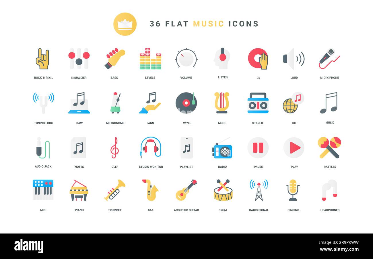 Musical instruments symbols and vinyl discs for fans, stereo speakers ...