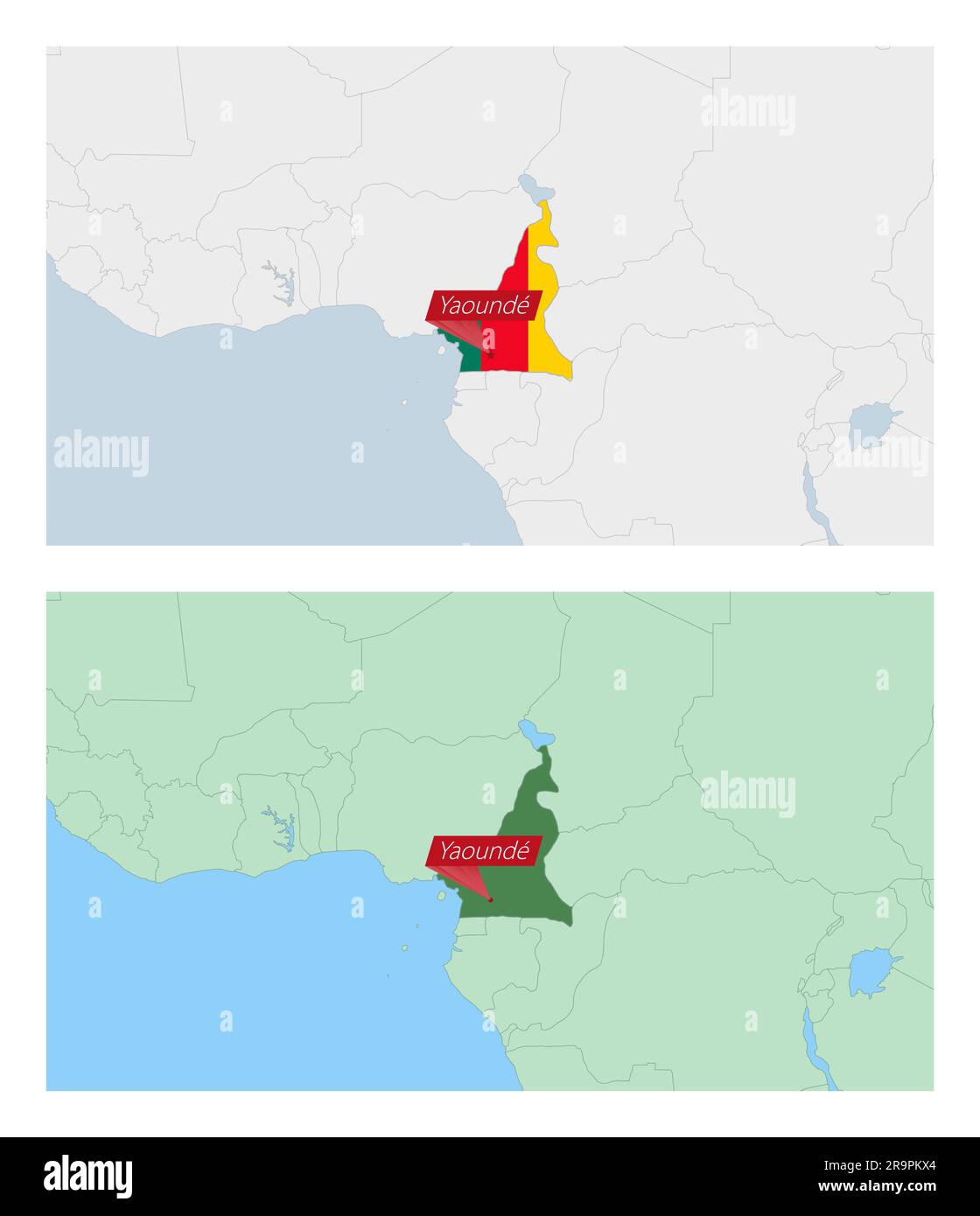 Cameroon Map With Pin Of Country Capital Two Types Of Cameroon Map