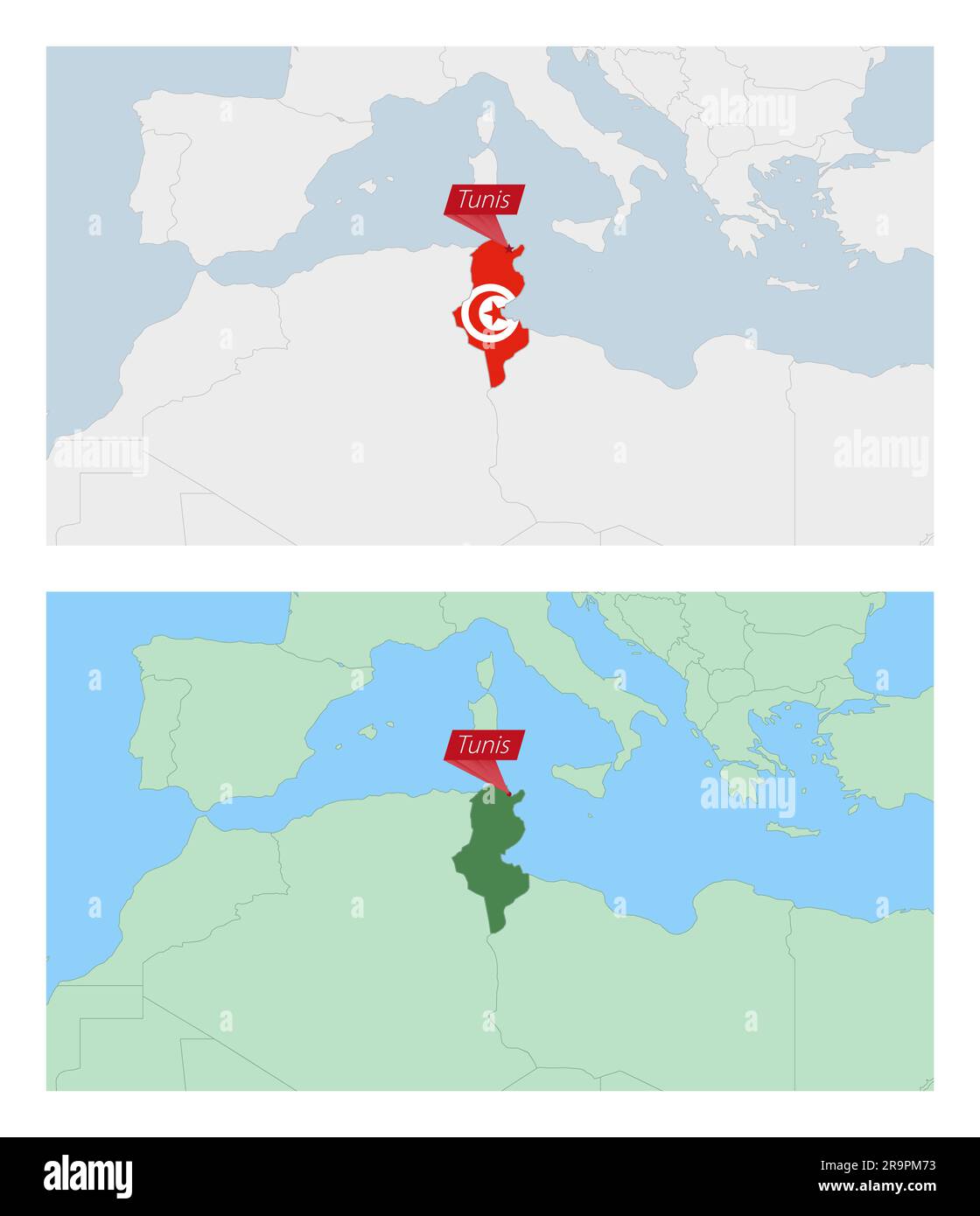tunisia map with surrounding countries