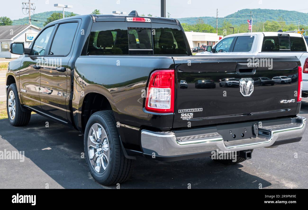 A New Dodge Ram 1500 Four Door Pick Up Truck For Sale At A Dealership