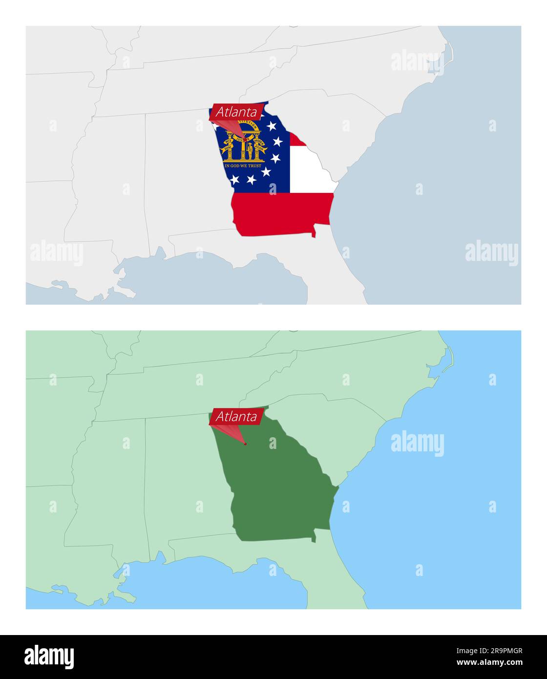 Georgia map with pin of country capital. Two types of Georgia map with ...
