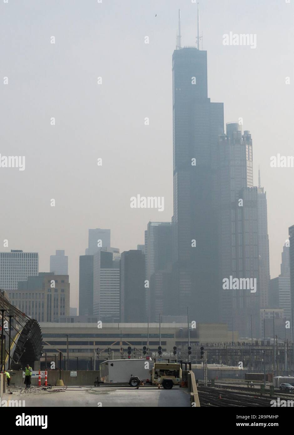 Chicago, United States. 28th June, 2023. A smoky haze surrounds ...