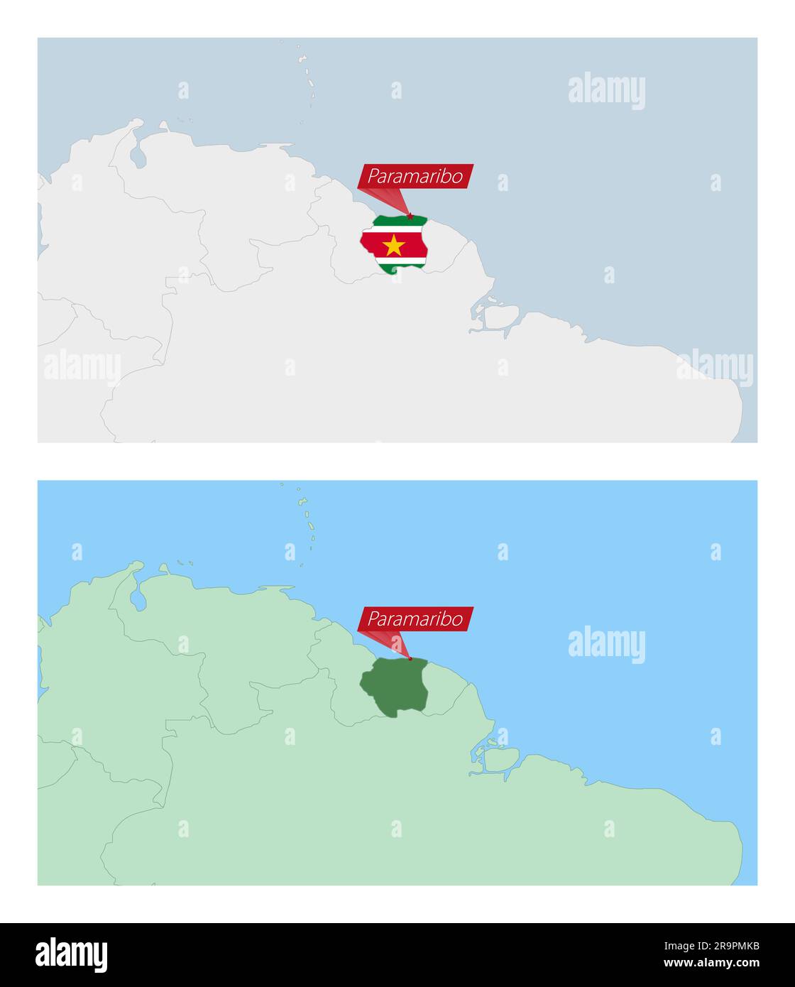 suriname map of country
