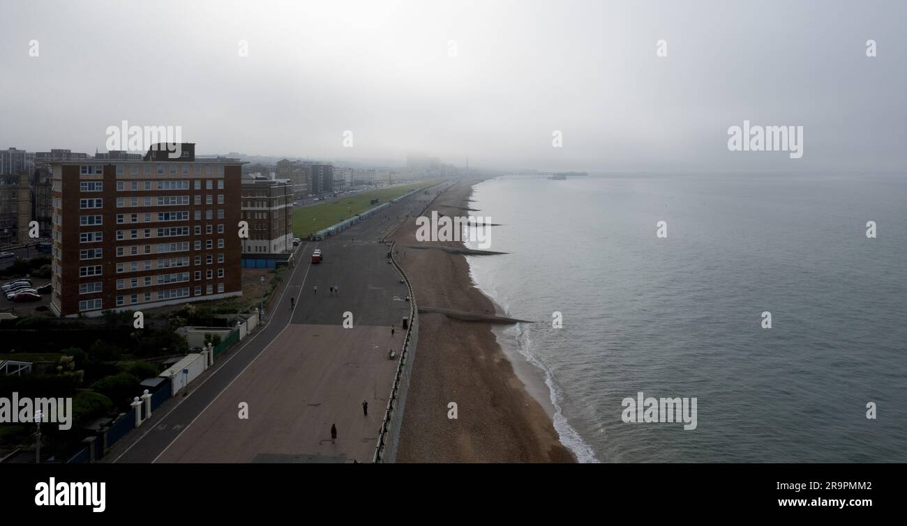 Drone aerial scenery of Brighton City and coast in Sussex United ...