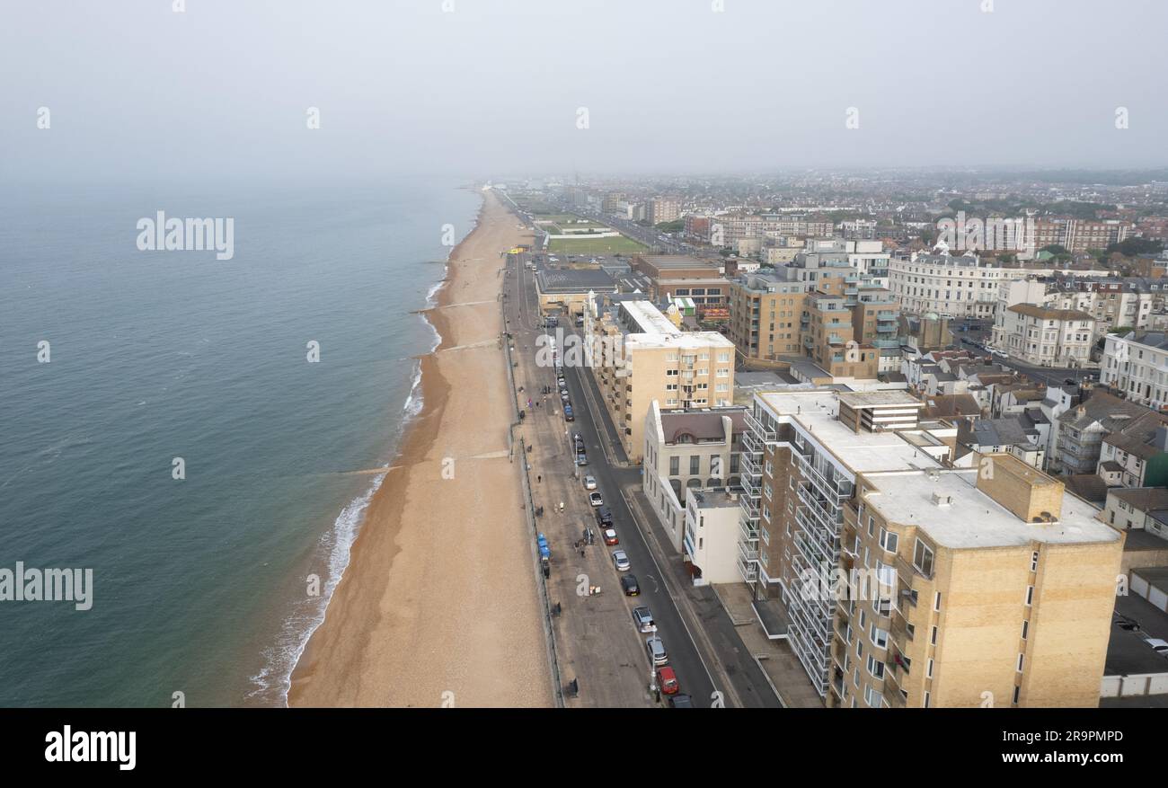 Drone aerial scenery of Brighton City and coast in Sussex United ...