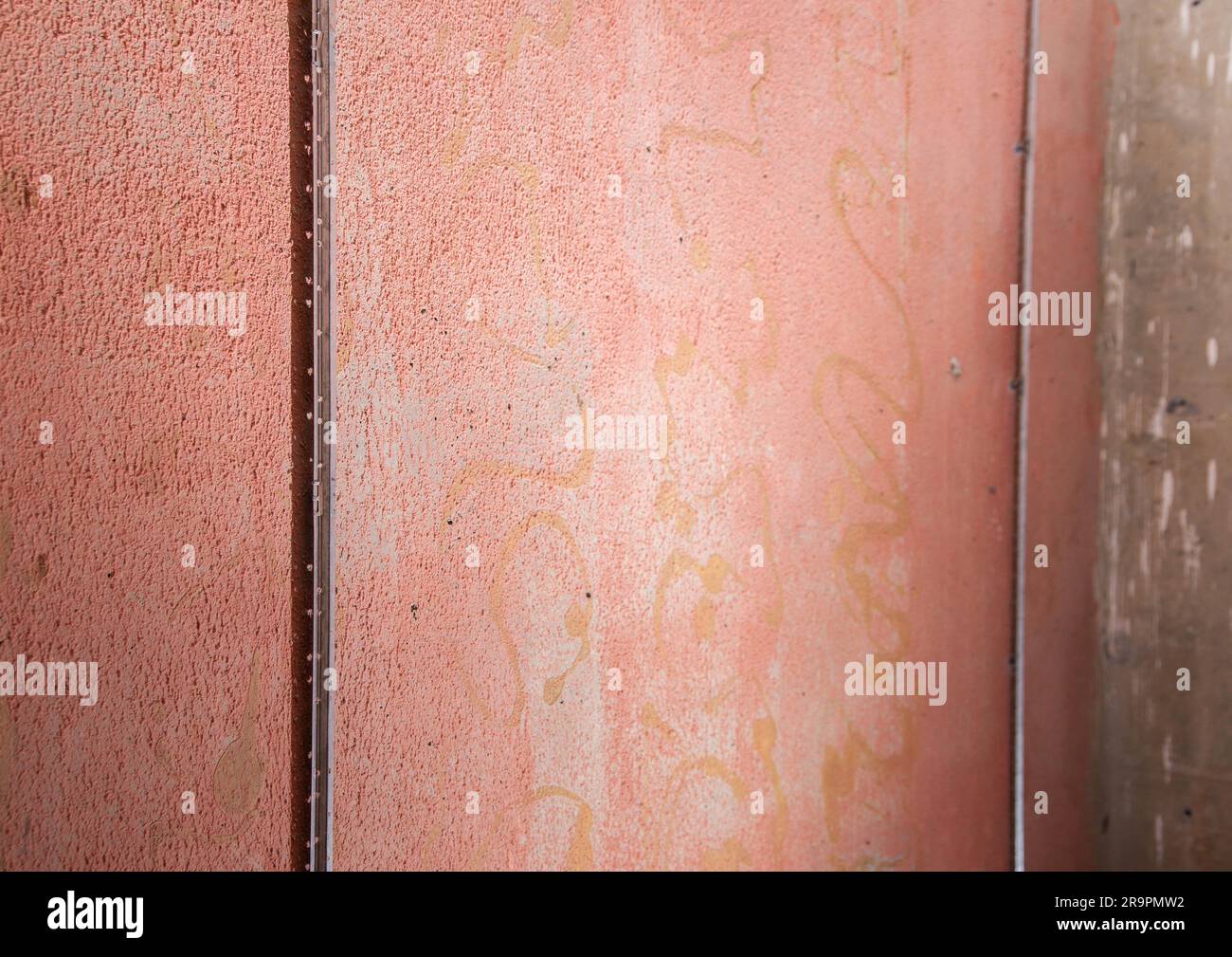 beacons for plaster are installed on the walls covered with concrete ...