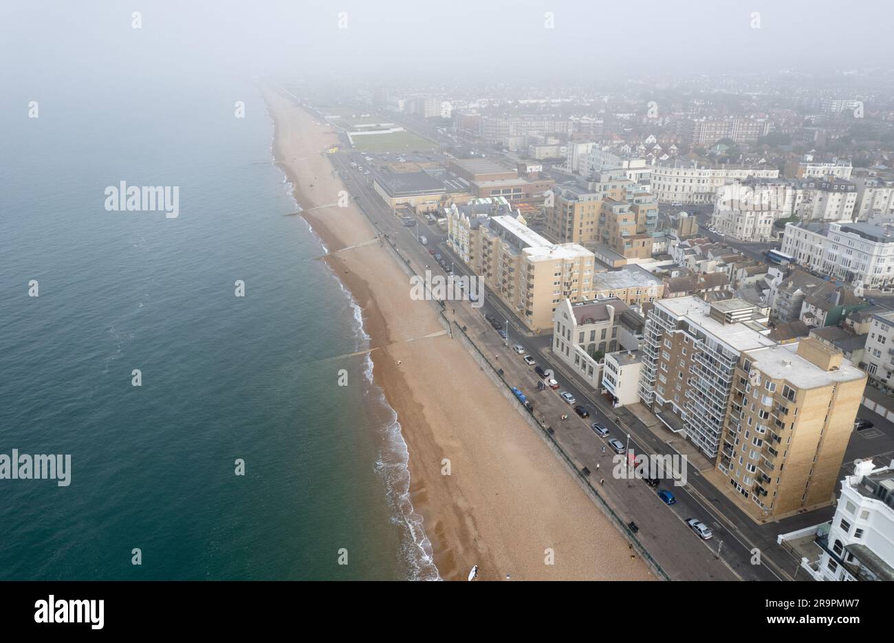 Drone aerial scenery of Brighton City and coast in Sussex United ...