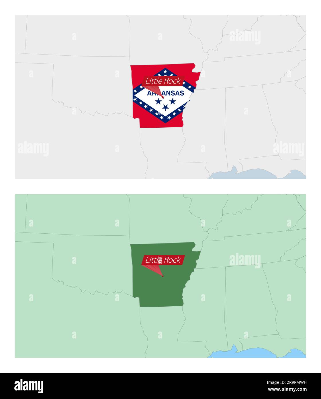 Arkansas map with pin of country capital. Two types of Arkansas map ...