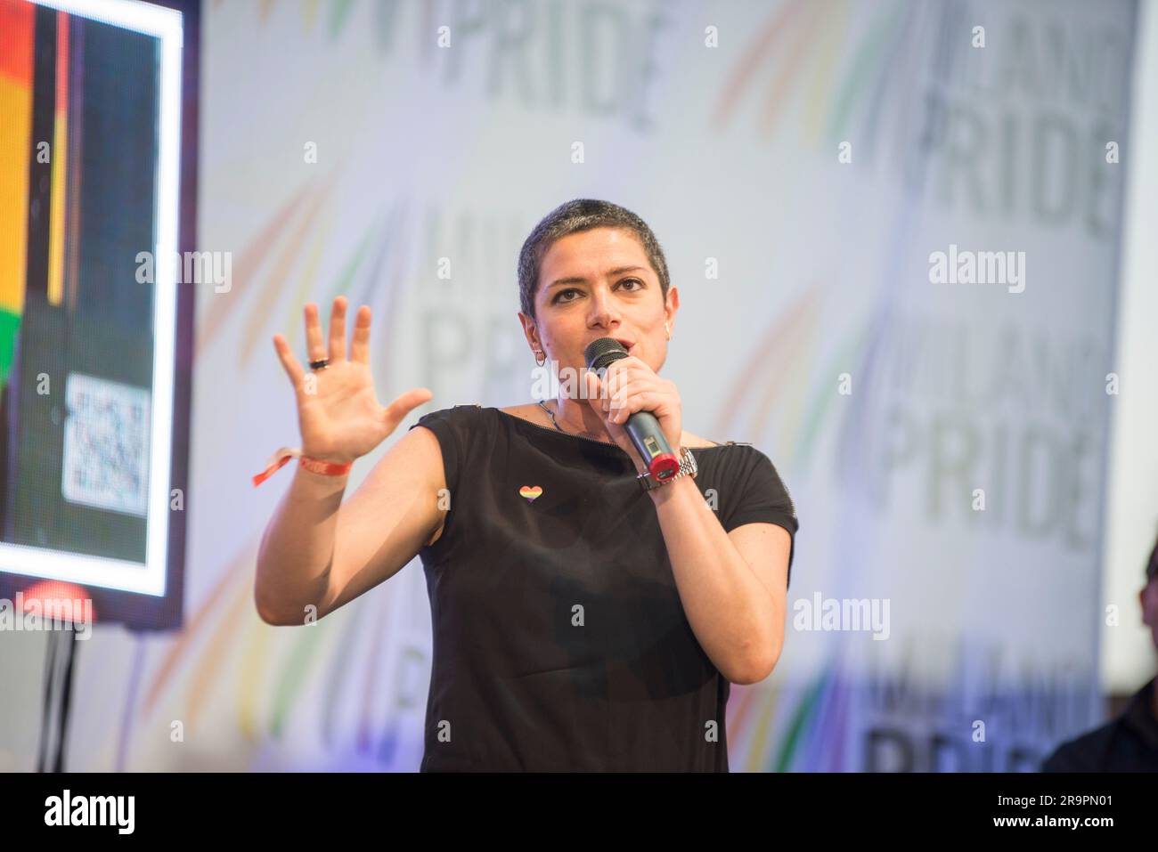 The parade and the closing event for Milano Pride.On the floats some ...