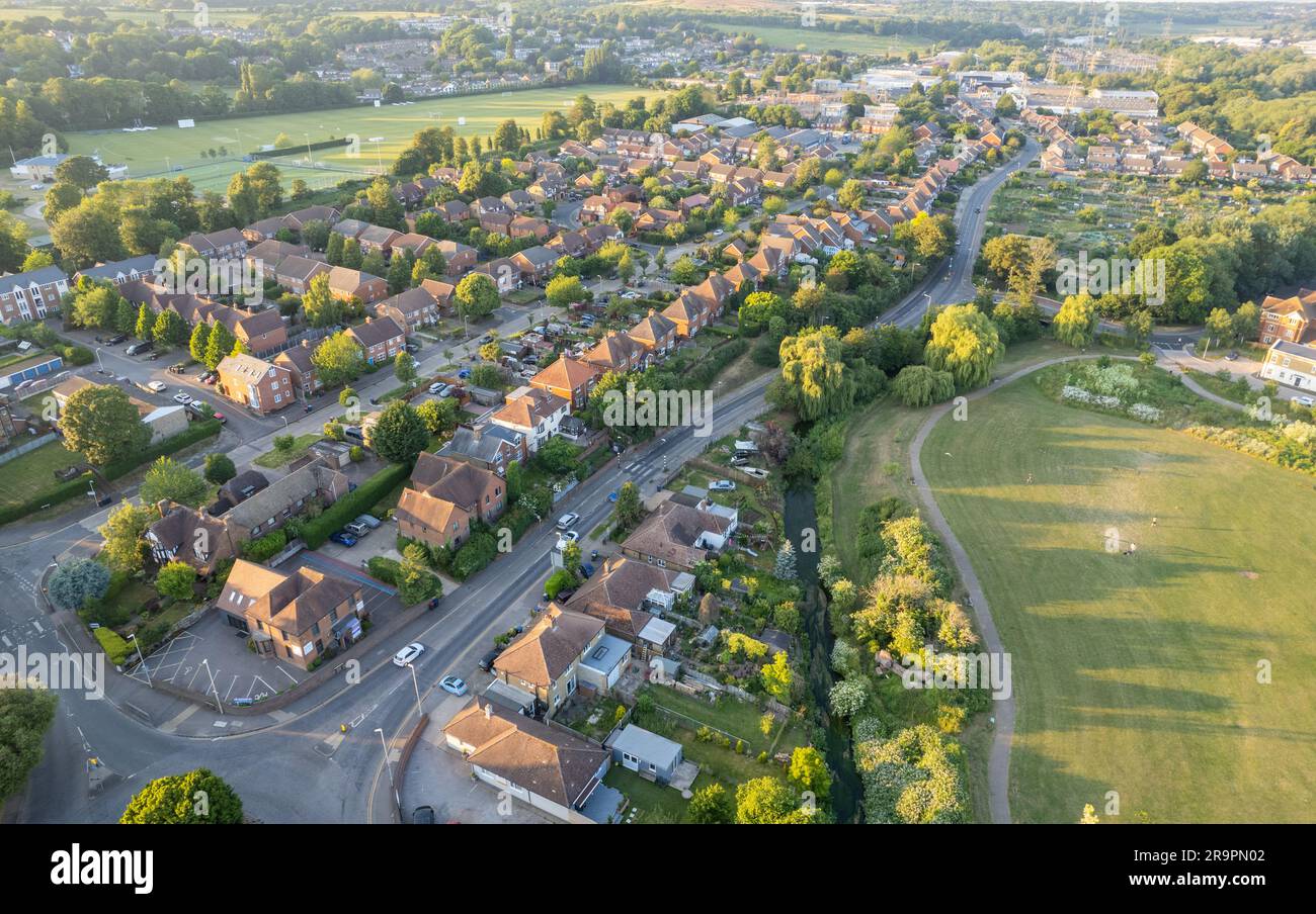 Drone aerial scenery of Canterbury city in Kent United Kingdom. Top ...