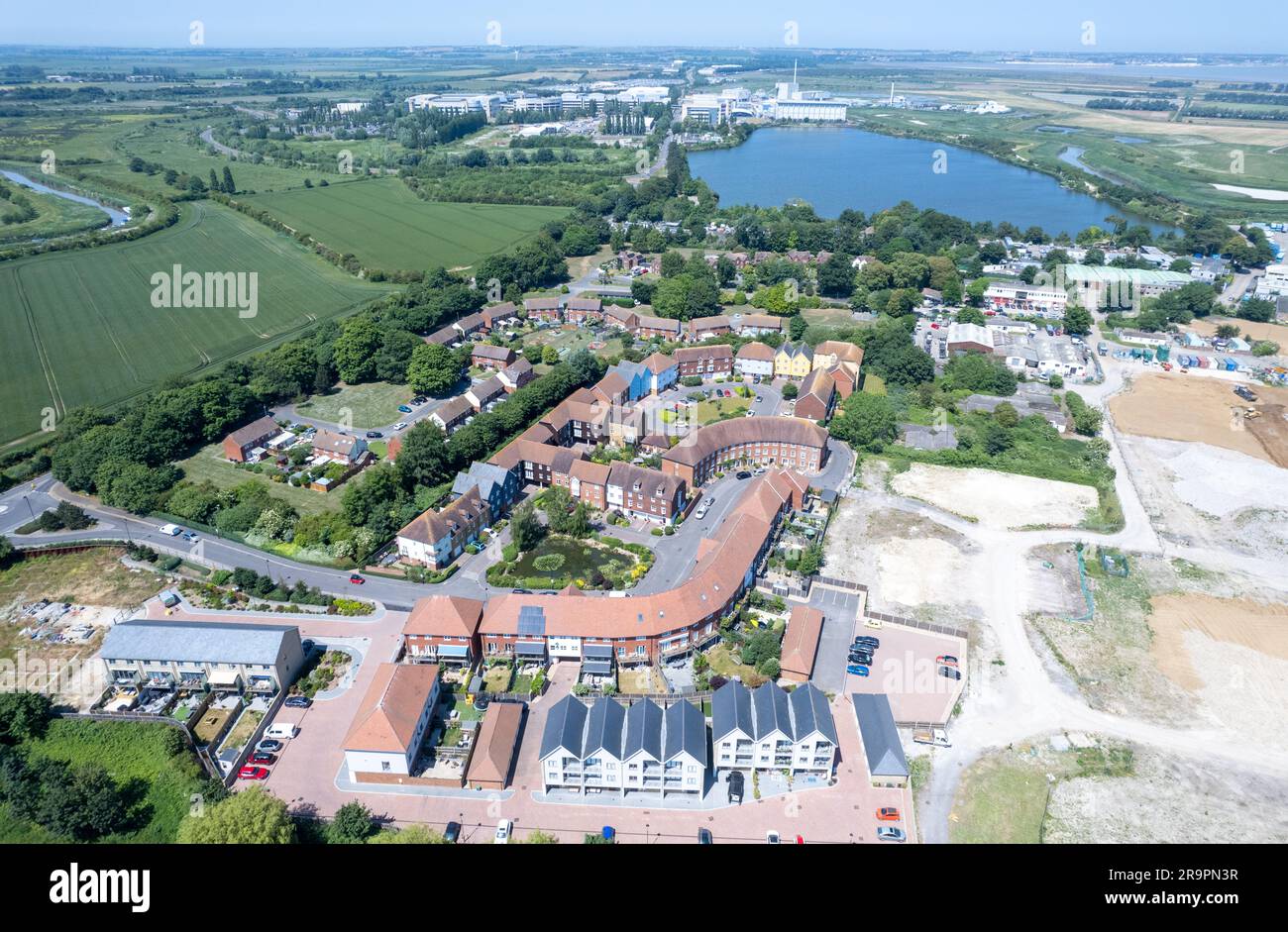 Drone aerial scenery of Sandwich village in Kent United Kingdom. Top ...