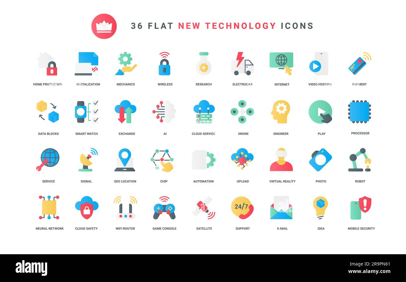 Modern machines and futuristic science symbols, AI and virtual reality ...