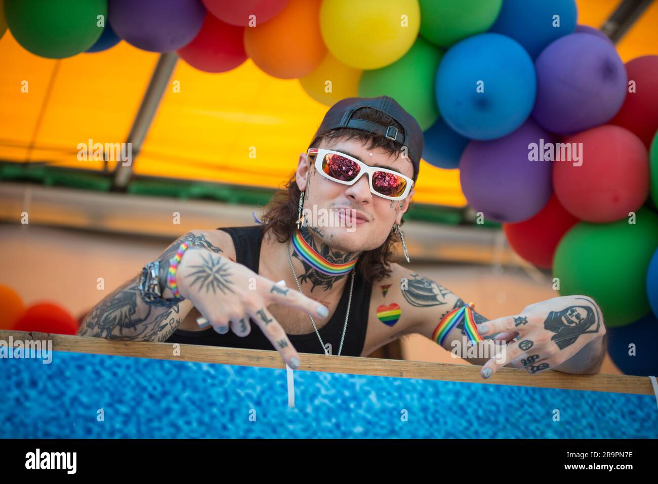 The parade and the closing event for Milano Pride.On the floats some ...