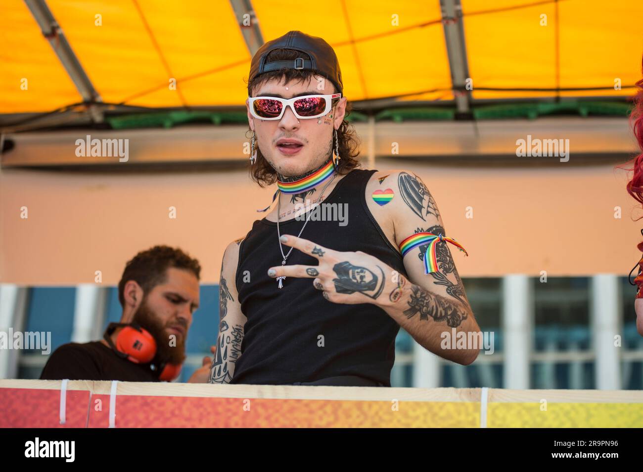 The parade and the closing event for Milano Pride.On the floats some ...