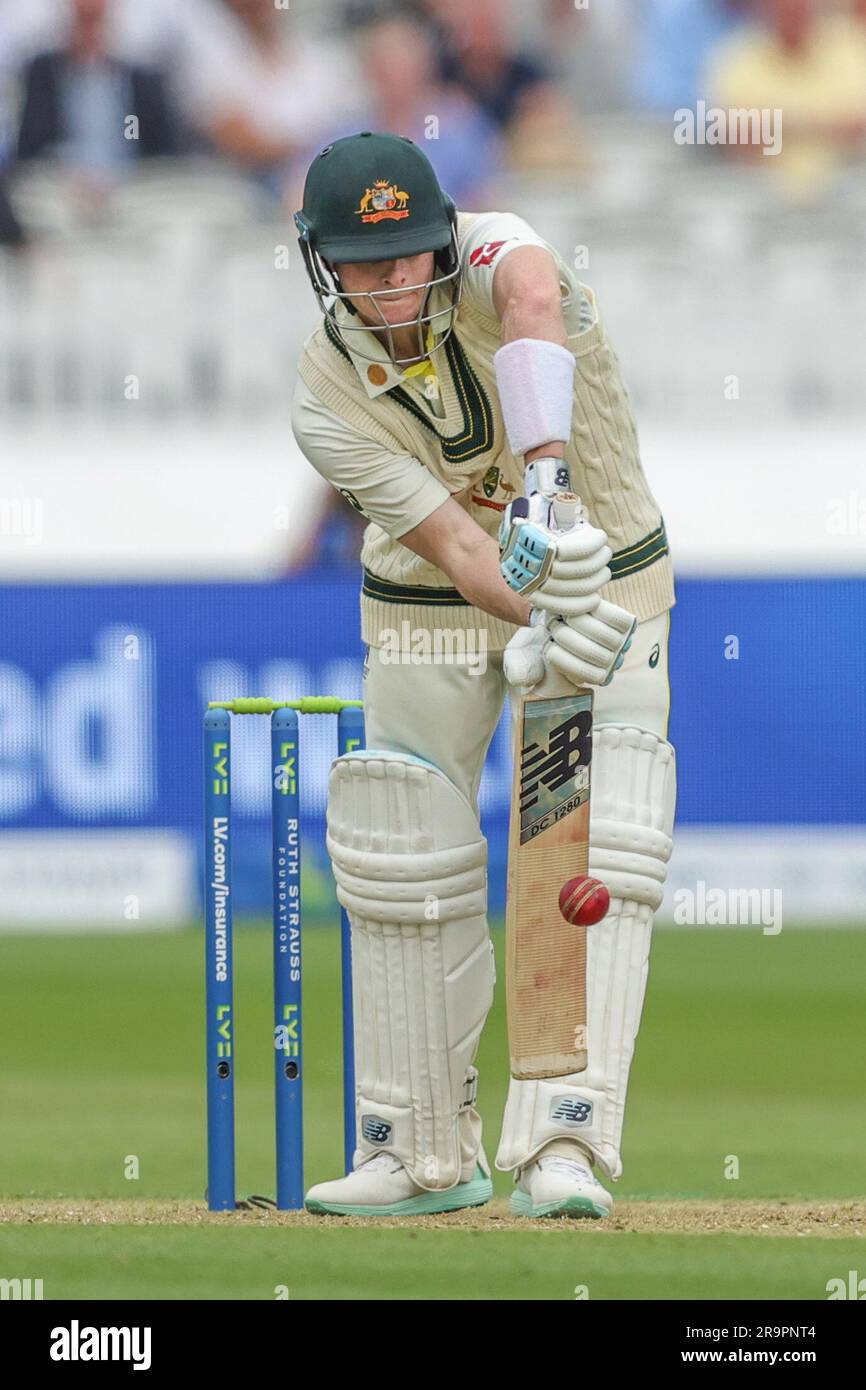 Steven Smith of Australia plays a safety shot during the LV= Insurance ...
