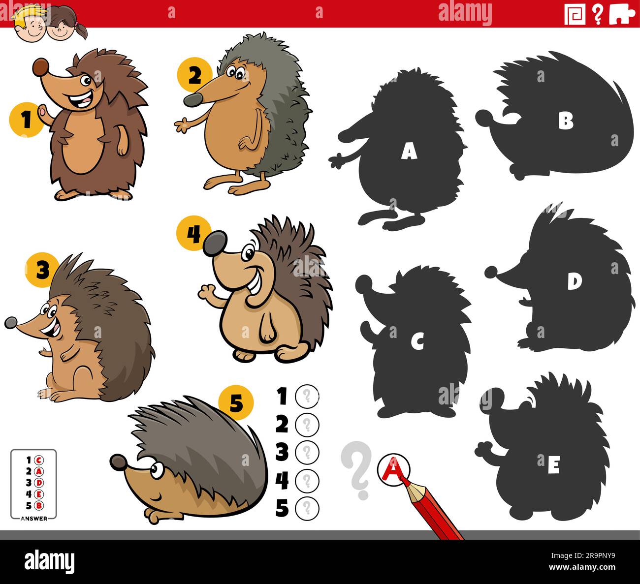 Cartoon illustration of finding the right shadows to the pictures ...