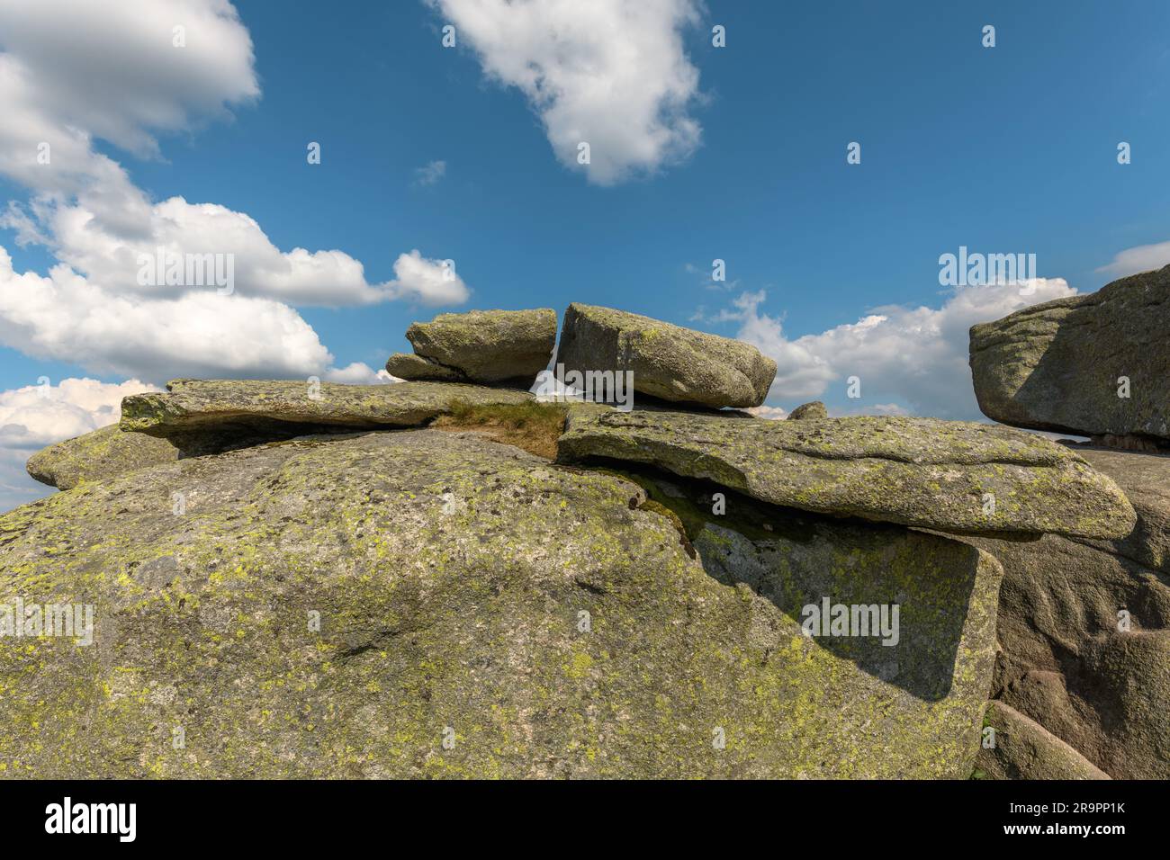Granite rocks in the high Vosges in spring. Collectivite europeenne d ...