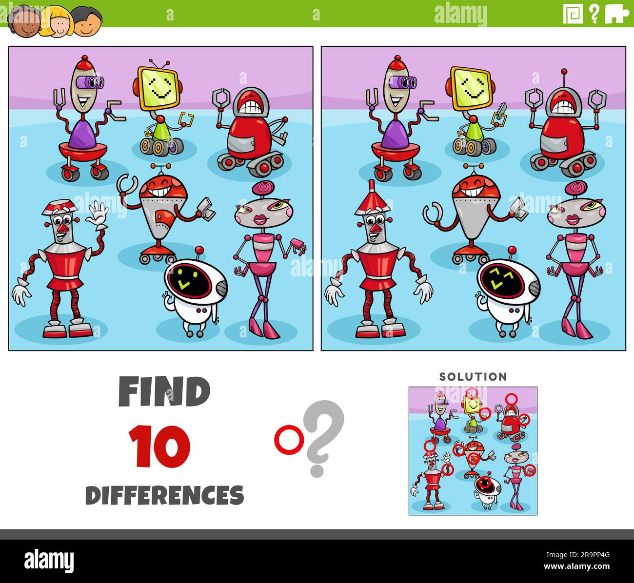 Cartoon illustration of finding the differences between pictures ...