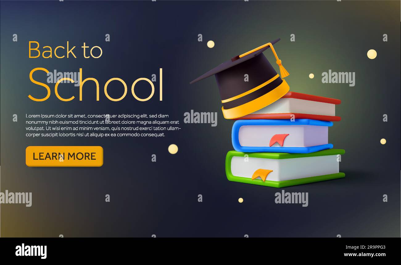 3d render graduation cap books hi-res stock photography and images - Alamy