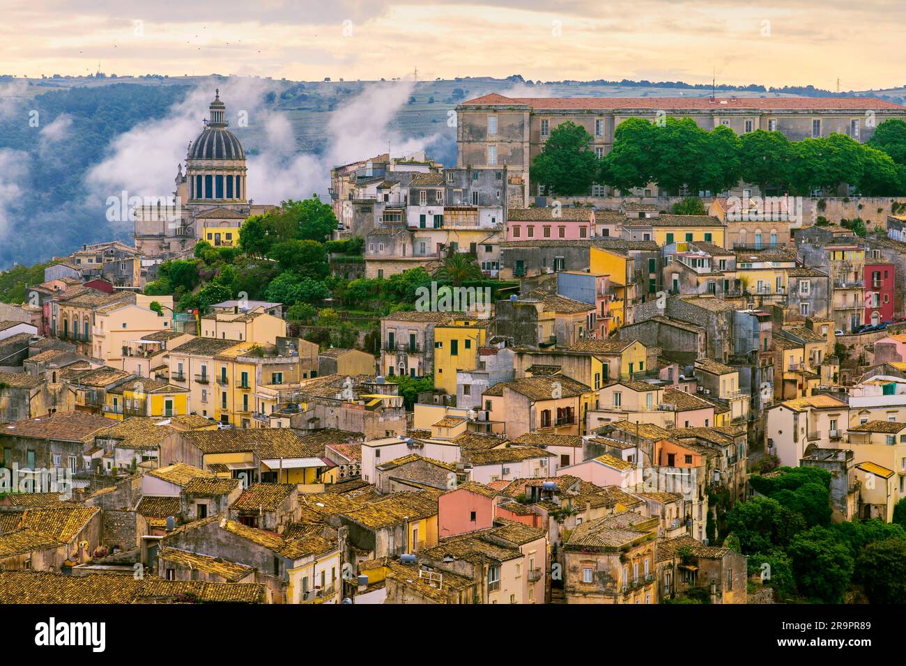 Breathtaking view of hilltown Ragusa, Sicily, Italy. t is the capital ...