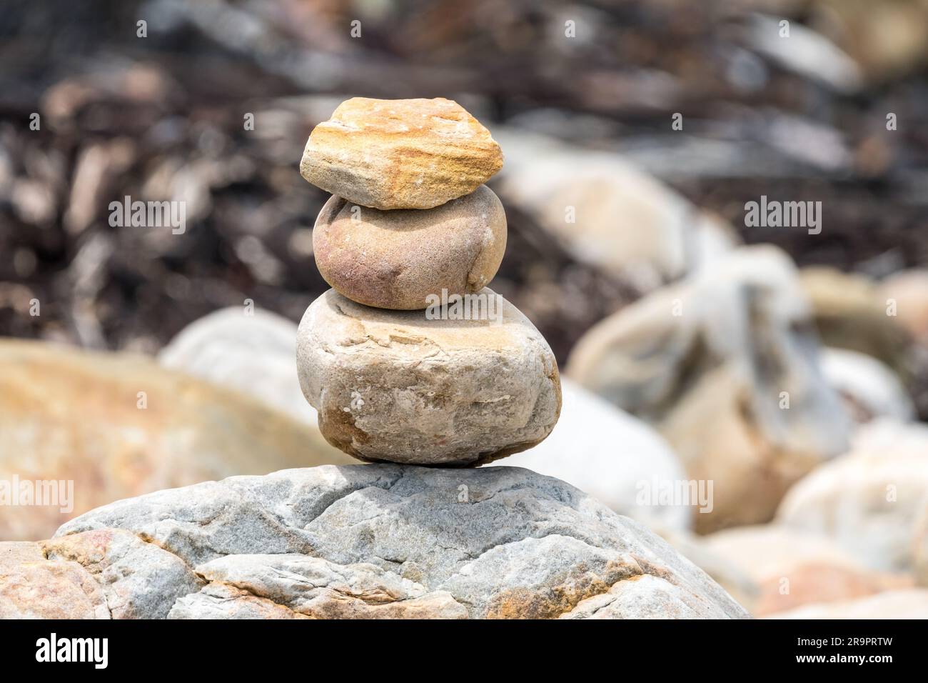 cairn of rocks or stones group balancing on each other in nature ...