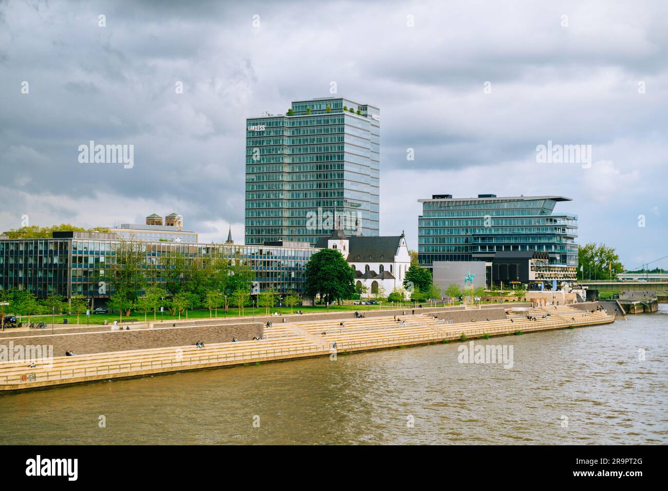 Cityscape of the waterfront of the city of Cologne with Hyatt regency ...