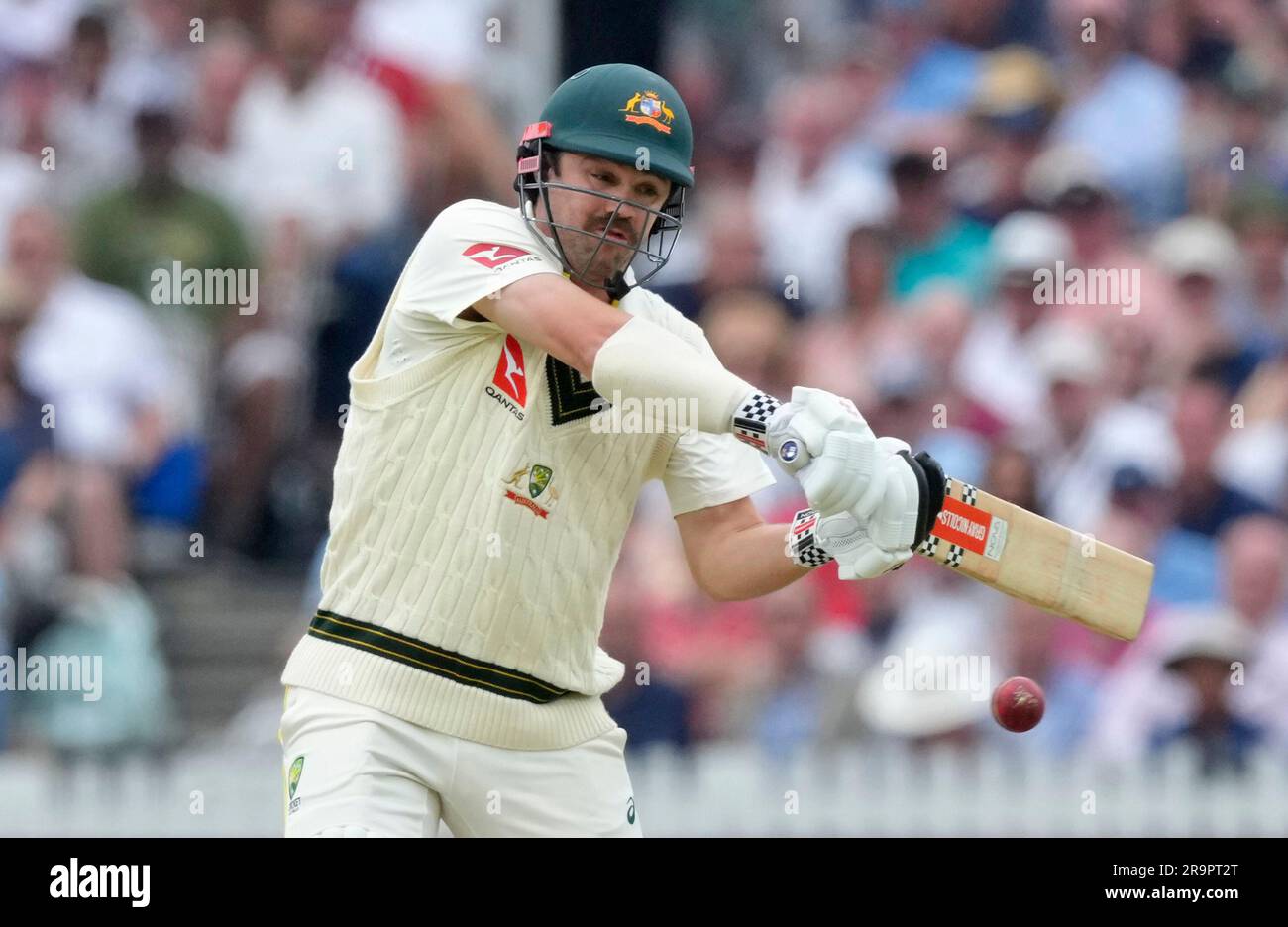 Australia's Travis Head bats during day one of the second Ashes Test ...