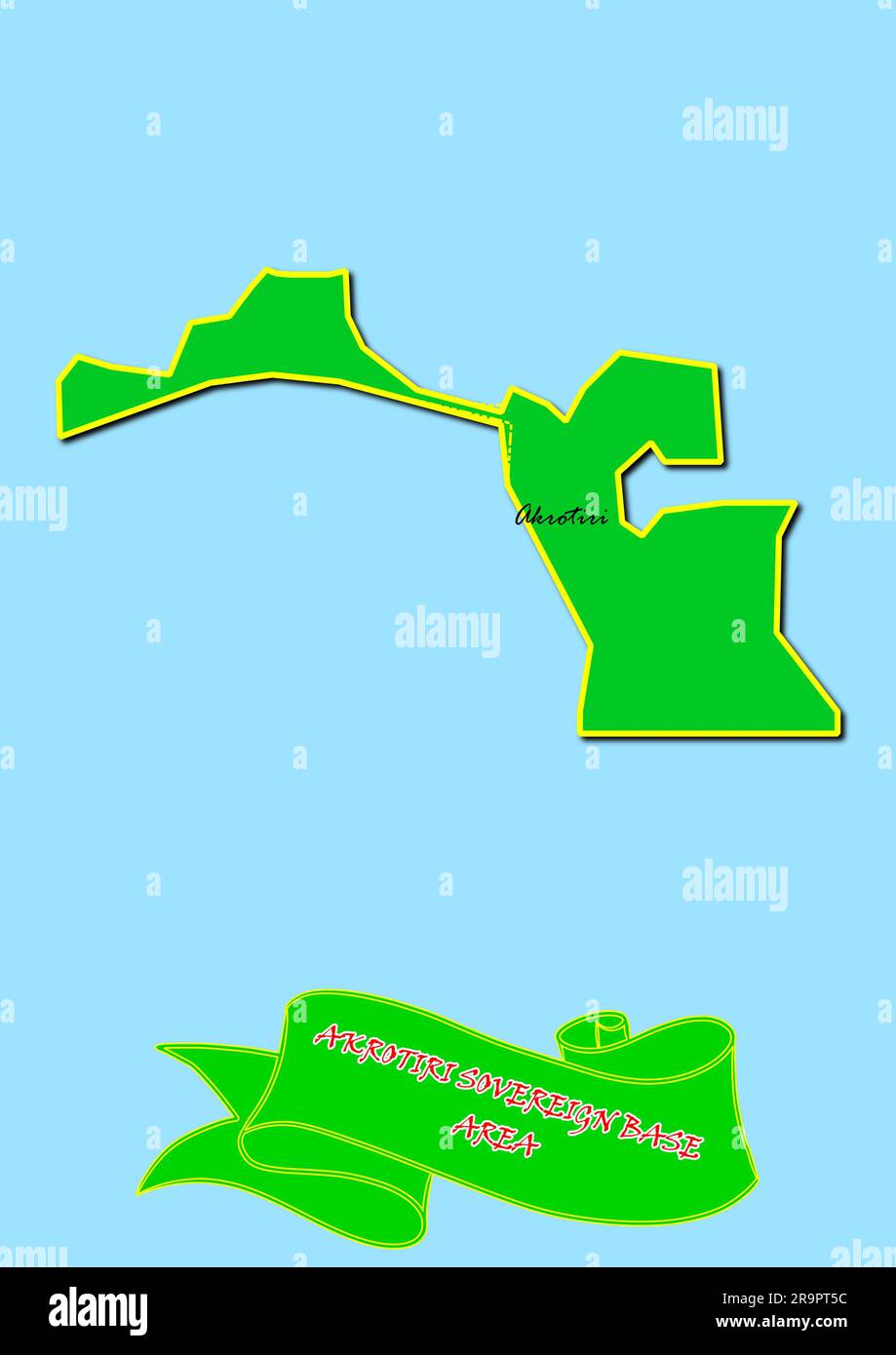 Map of Akrotiri Sovereign Base Area with Subregions in Green Country ...