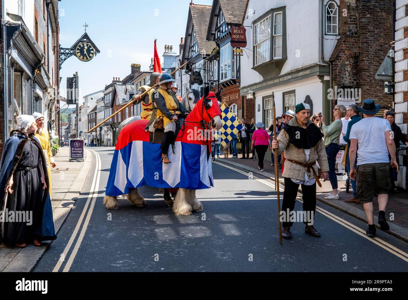 People Dressed In Medieval Costume Parade Through The Streets of Lewes ...
