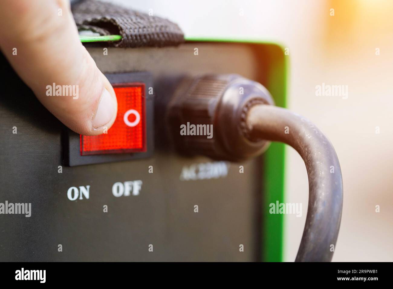 button to turn the welding machine on and off. Safety precautions ...