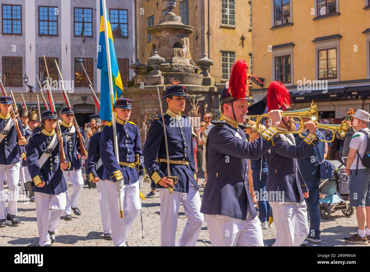 Beautiful view of national day parade ceremony in Stockholm, Sweden ...