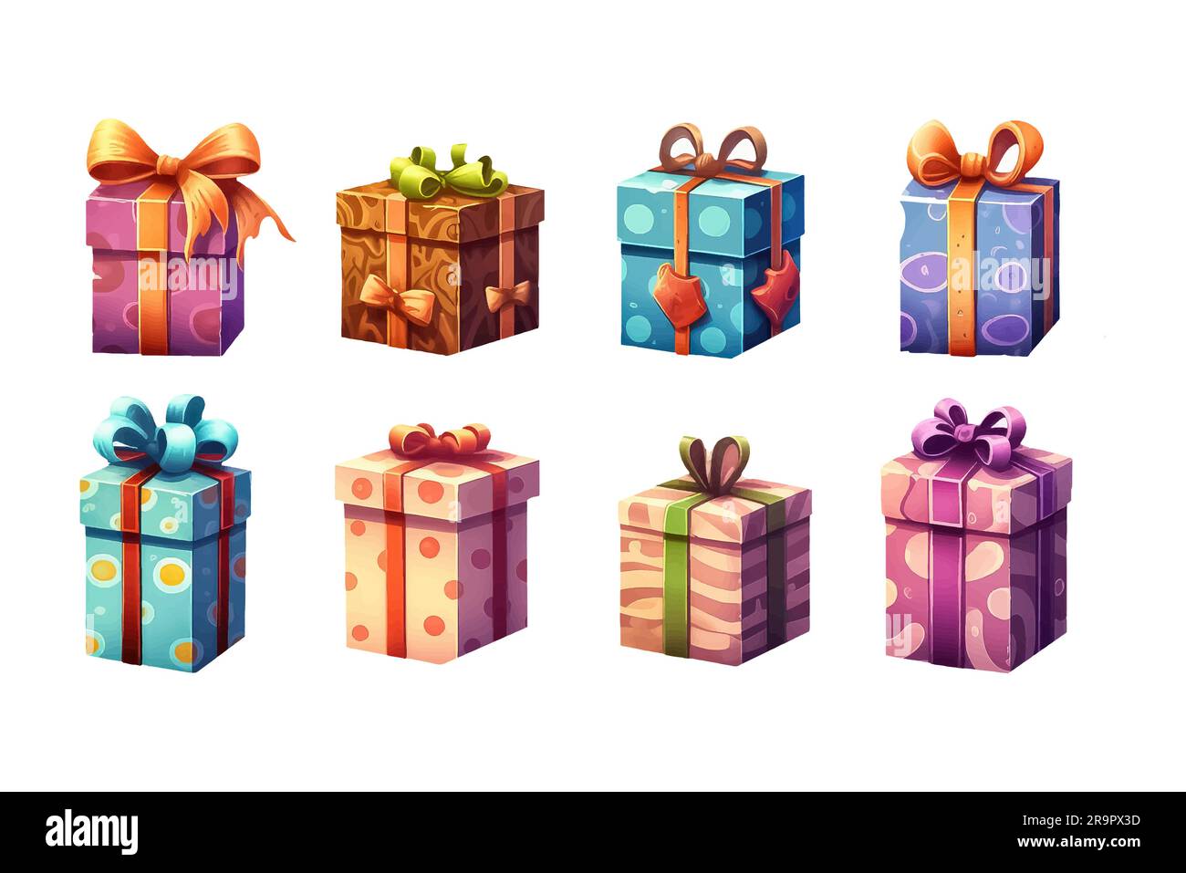 set gift box in cartoon style for video game isolated on white ...