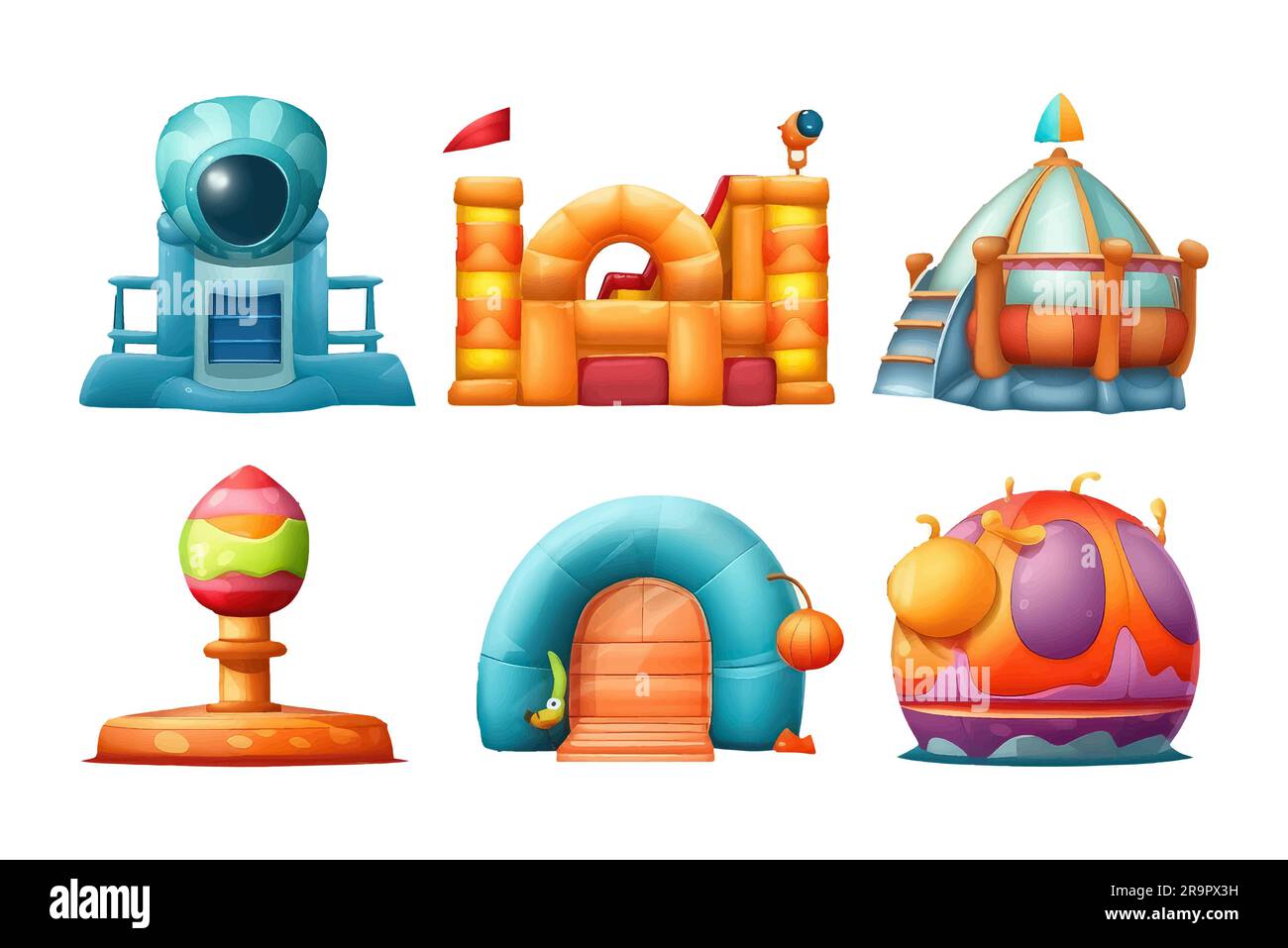 set child playground in cartoon style for video game isolated on white ...