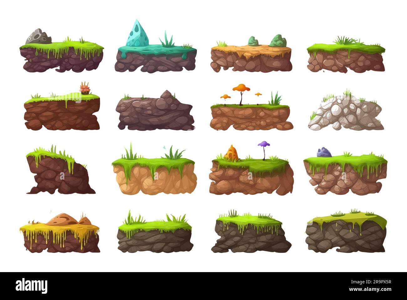 set earth layers in cartoon style for video game isolated on white ...